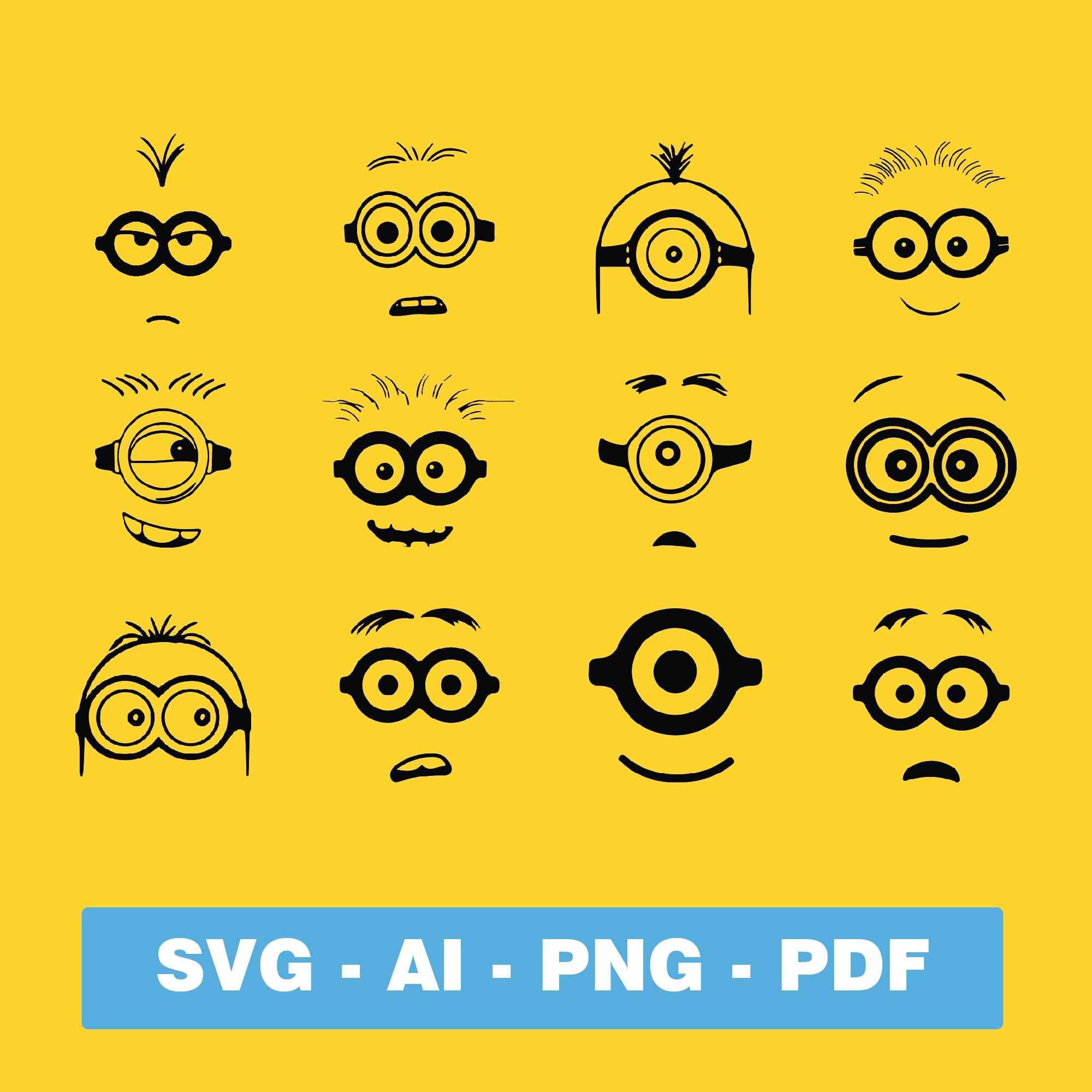 Minion Face Svg, Minion Face Vector, Funny Minion Face, Minion Eyes ...