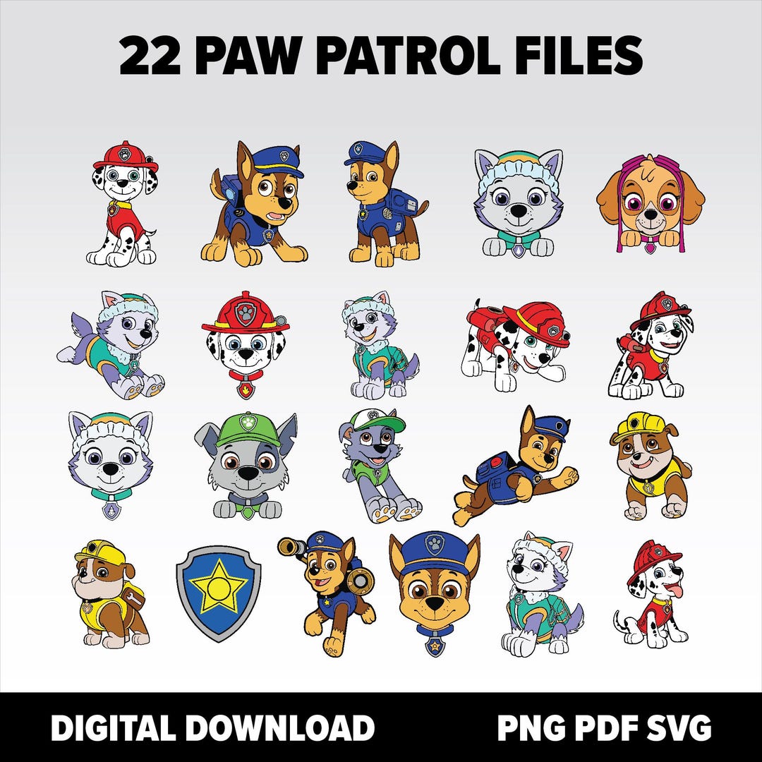 Paw Patrol SVG PNG DXF Bundle, Kids Birthday Designs, Cricut Files ...