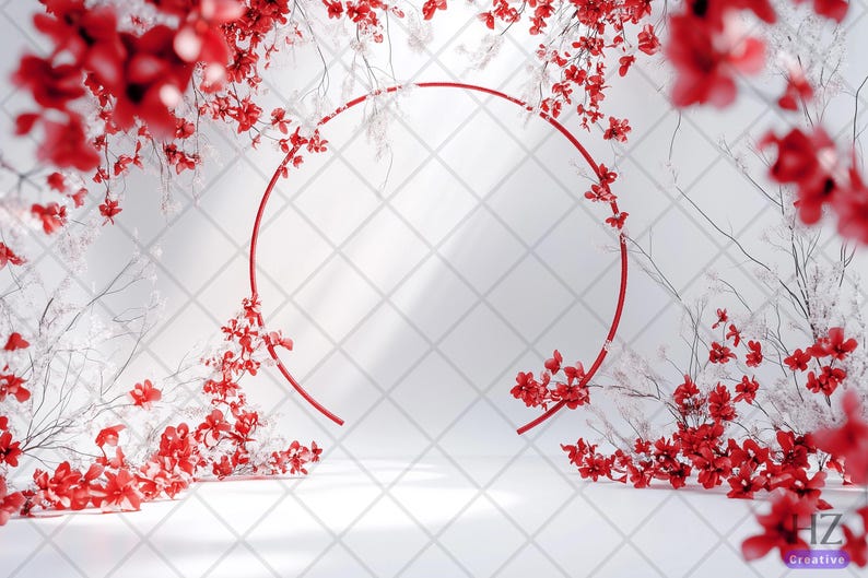10 Shades of Red Beautiful Maternity Digital Backdrop, Floral Pregnancy ...