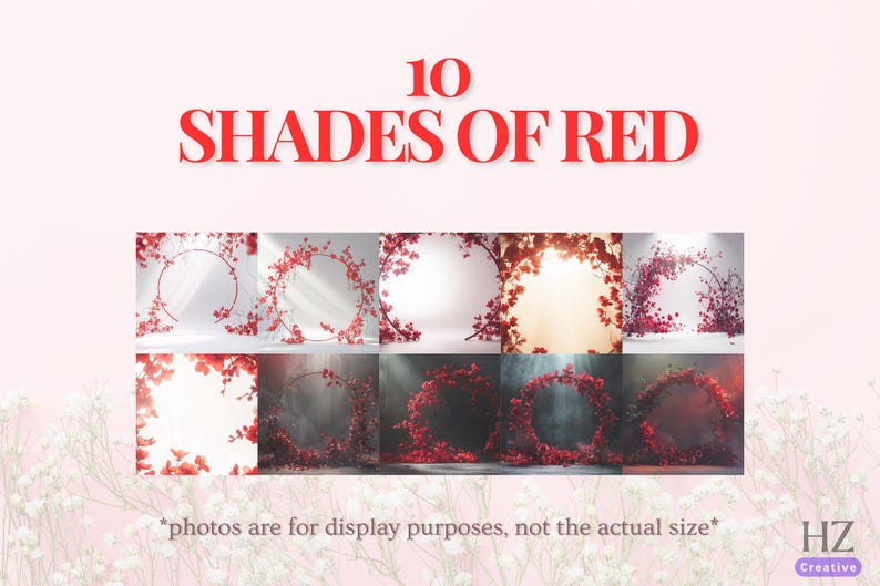 10 Shades of Red Beautiful Maternity Digital Backdrop, Floral Pregnancy ...