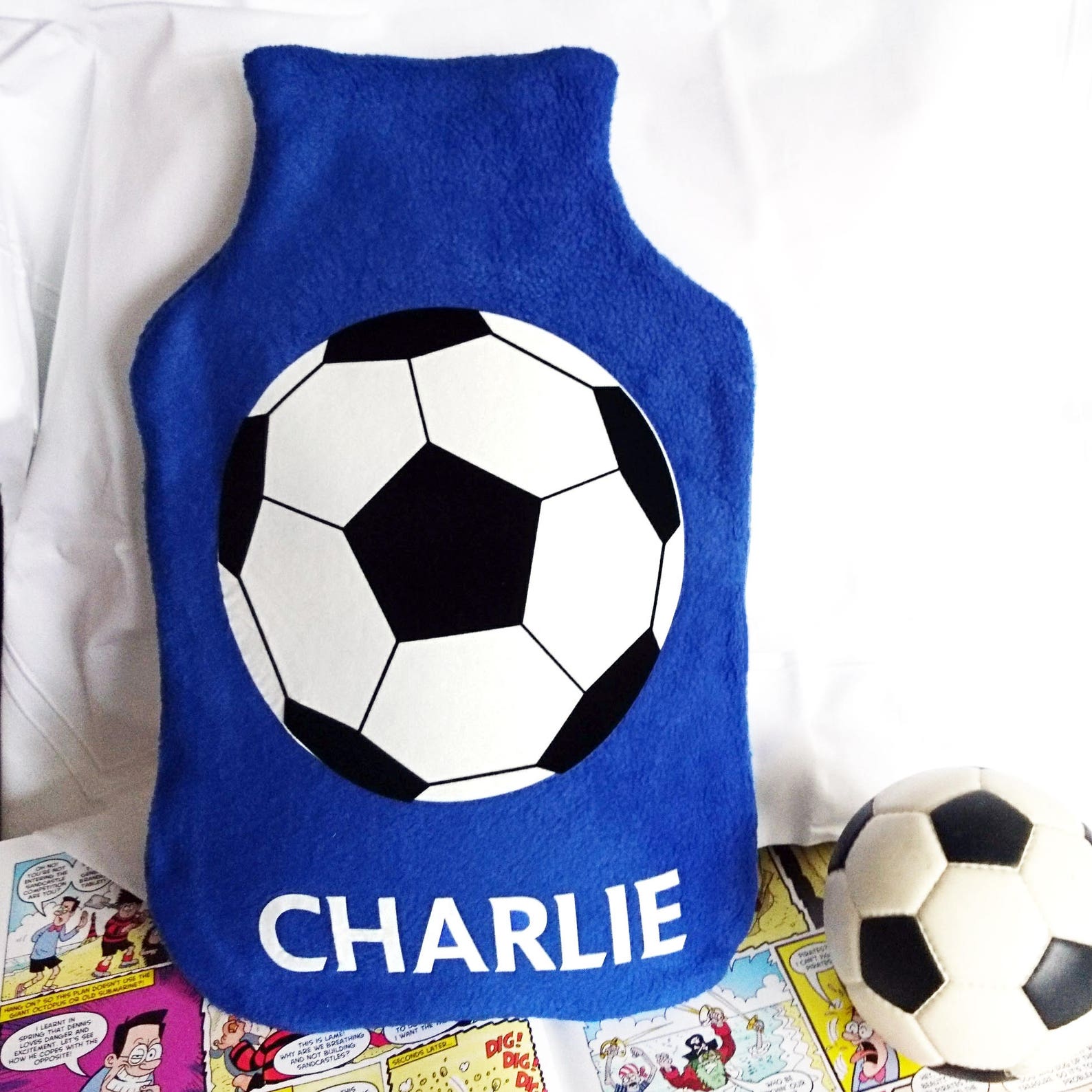 Football Personalised Hot Water Bottle Cover Personalized Boy's Bedroom ...