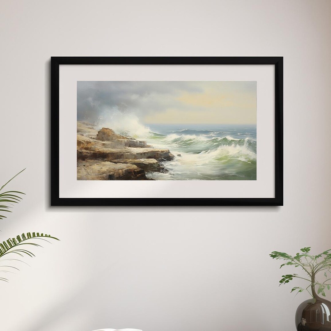 Coastal Rocks & Wild Seas – Dramatic Coastal Digital Art Print - Etsy