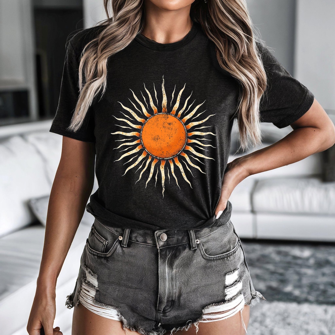 Vintage Sunburst Short Sleeve Tee, Nature Lover Gift, Summer Casual ...