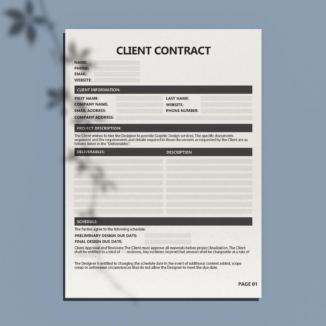 Client Contract - Fillable PDF - Etsy