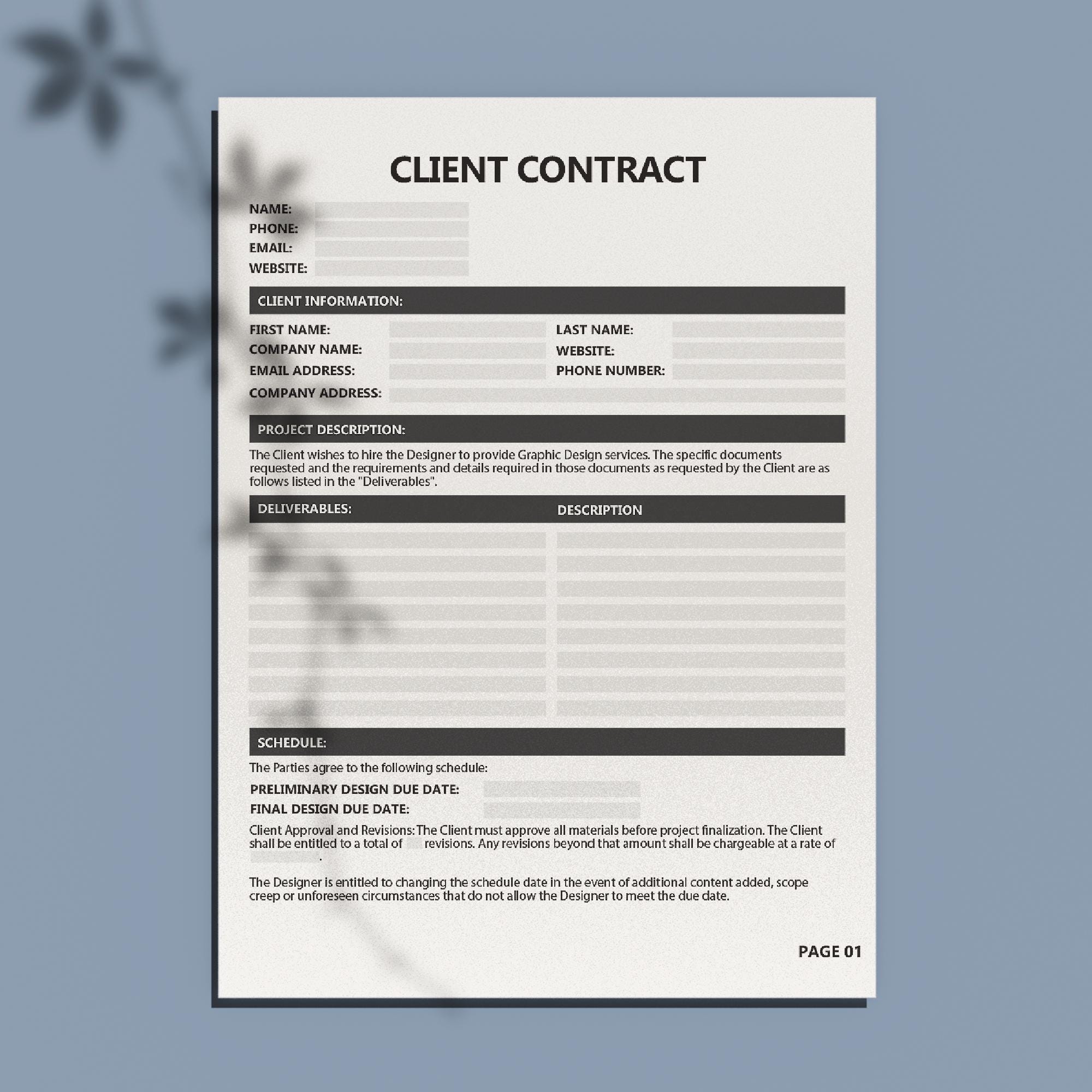 Client Contract - Fillable PDF - Etsy