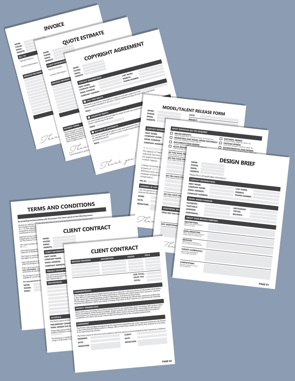 Design Documents Package Fillable Pdfs - Etsy