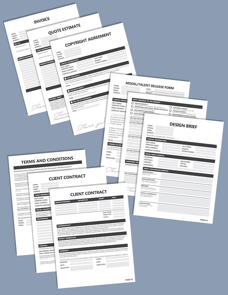 Design Documents Package - Fillable Pdfs - Etsy