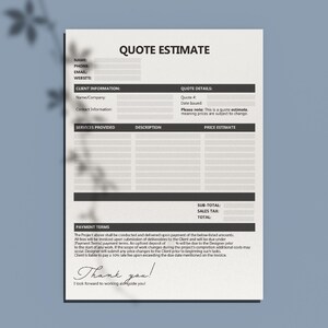 Quote Estimate - Fillable PDF - Etsy