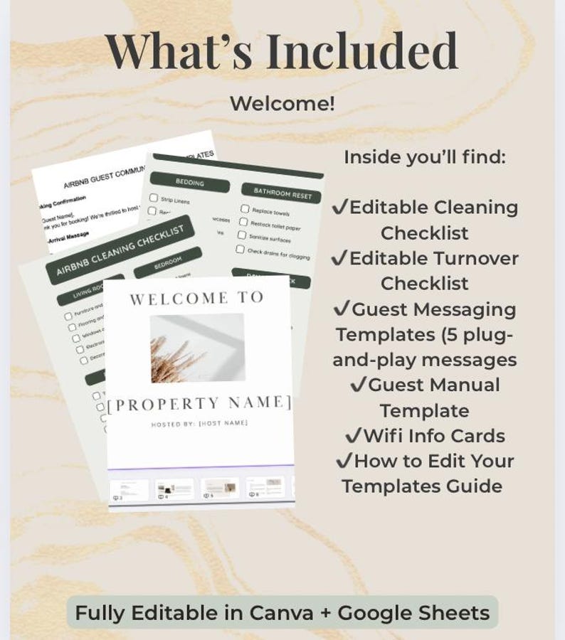 Airbnb Host Toolkit | Editable Canva Templates, Guest Manual, Cleaning ...