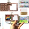 9 Colors Travel Set Portable Paint Box, Watercolor Palette Walnut Box ...