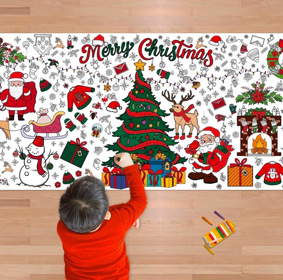 Christmas Giant Coloring Poster, Tablecloth Christmas Crafts for Kids ...