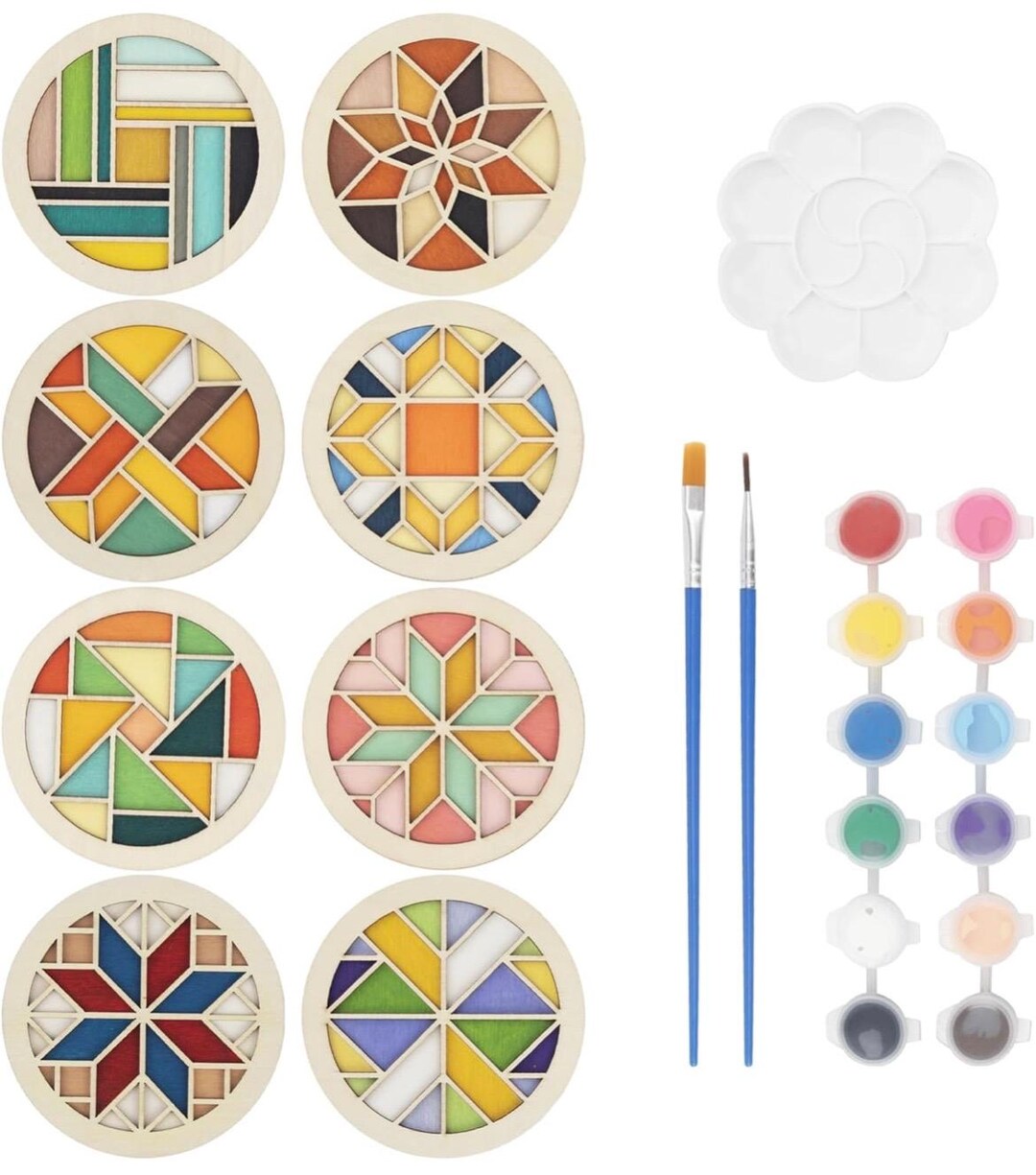 8 PCS Wooden Coaster Painting Kit – DIY Craft Set for Adults ...