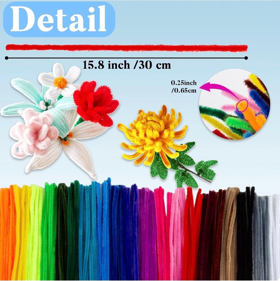 200 Colorful Chenille Pipe Cleaners – Fuzzy Stems for DIY Crafts, Kids ...
