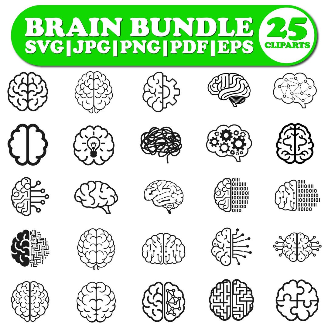 Brain Svg Bundles, Brain PNG for Prints, Brain Clipart, Brain Svg Cut ...