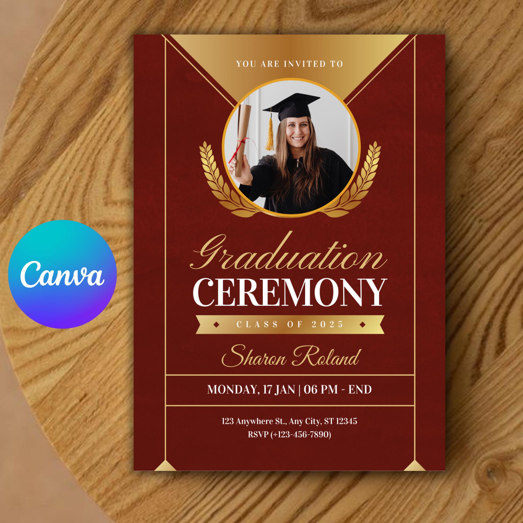 Editable Graduation Invitation, Graduation Party, Class of 2024, 2025 ...