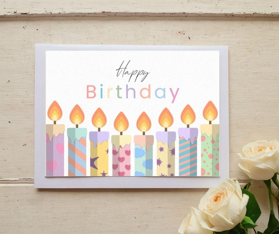 Happy Candle Birthday Card - Digital Download | Happy Birthday Card ...