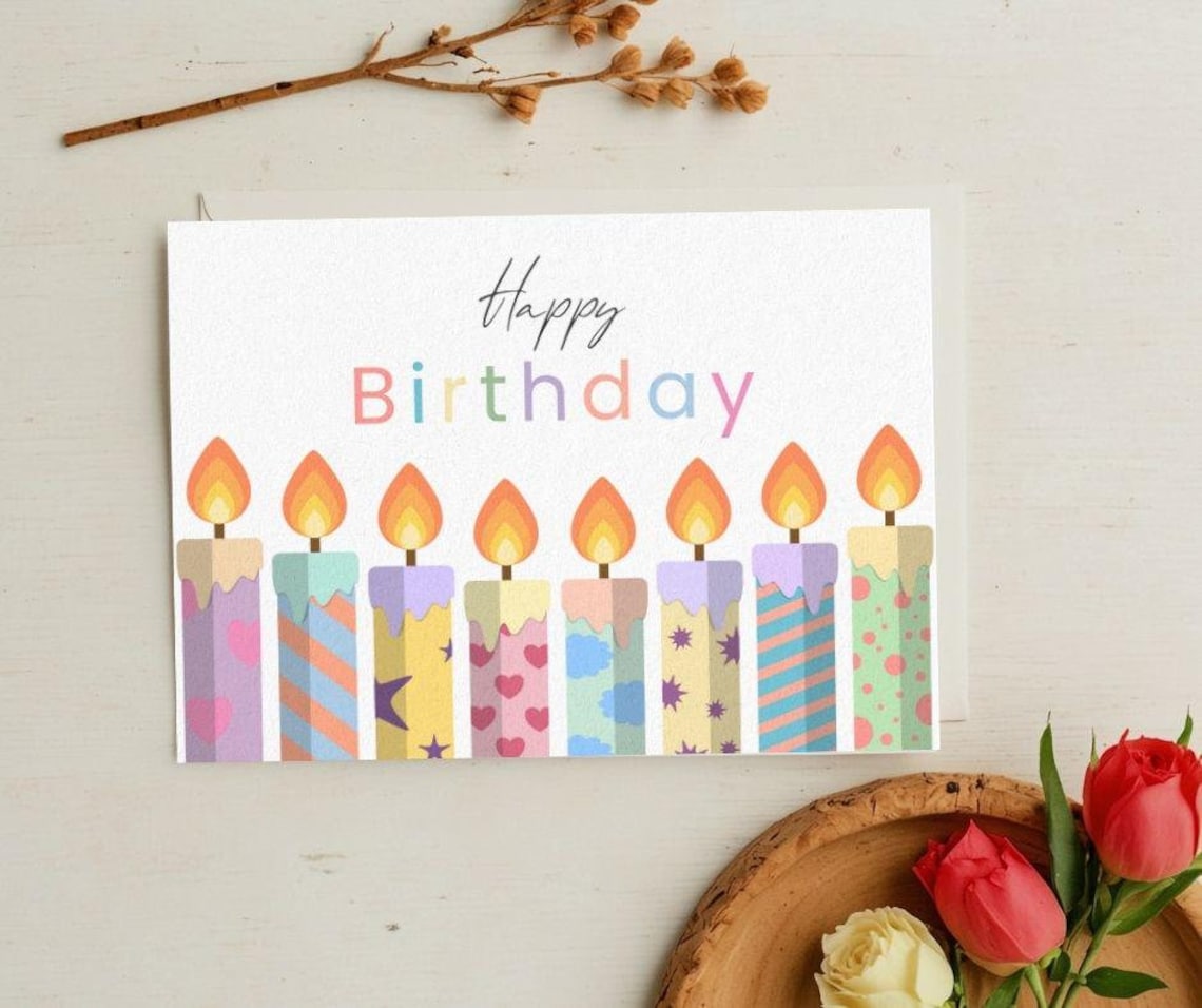 Happy Candle Birthday Card - Digital Download | Happy Birthday Card ...