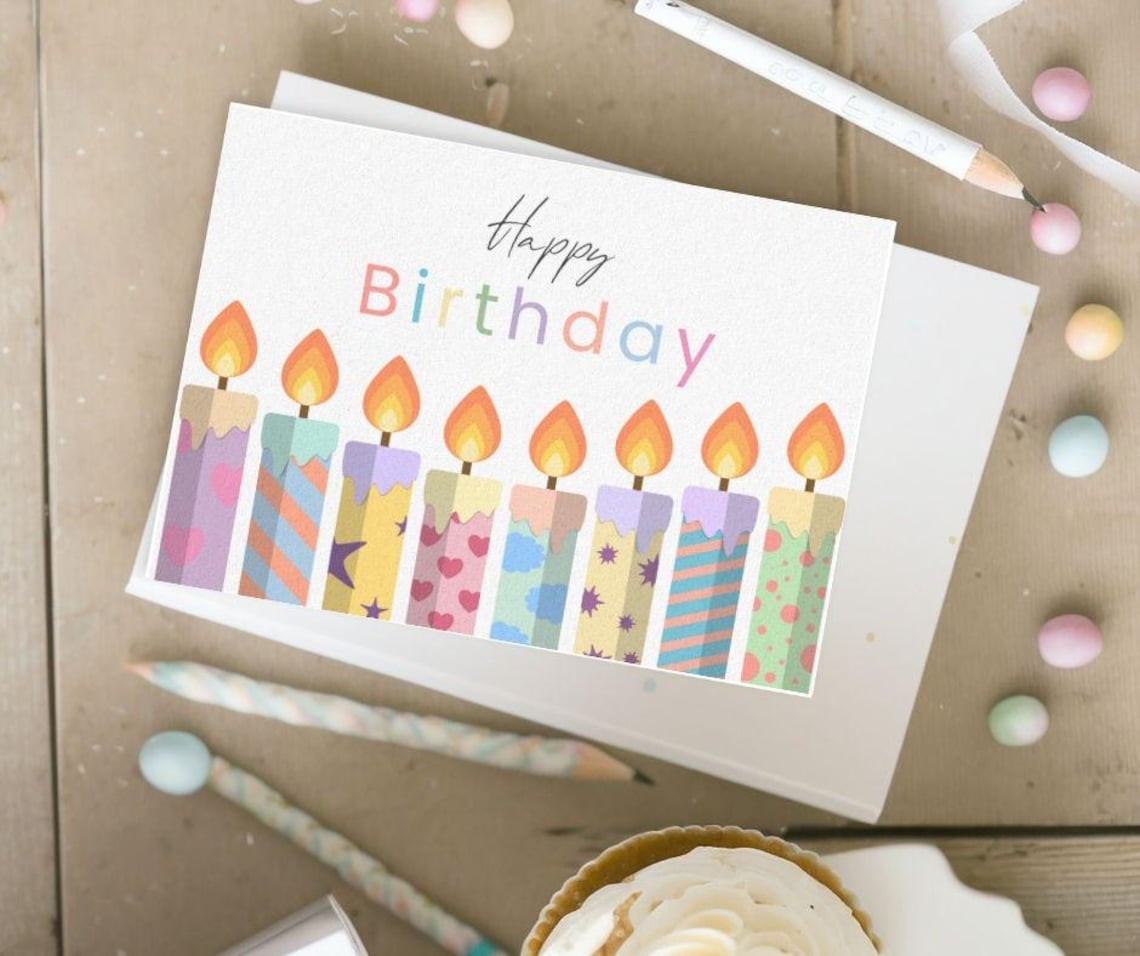 Happy Candle Birthday Card - Digital Download | Happy Birthday Card ...