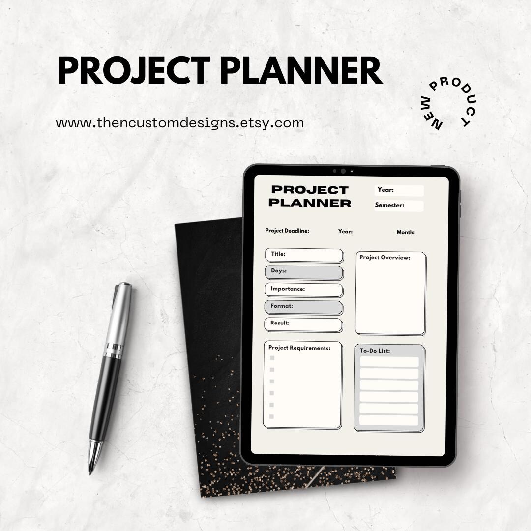 Student Project Planner, Academic Planner, School Organizer, Study ...