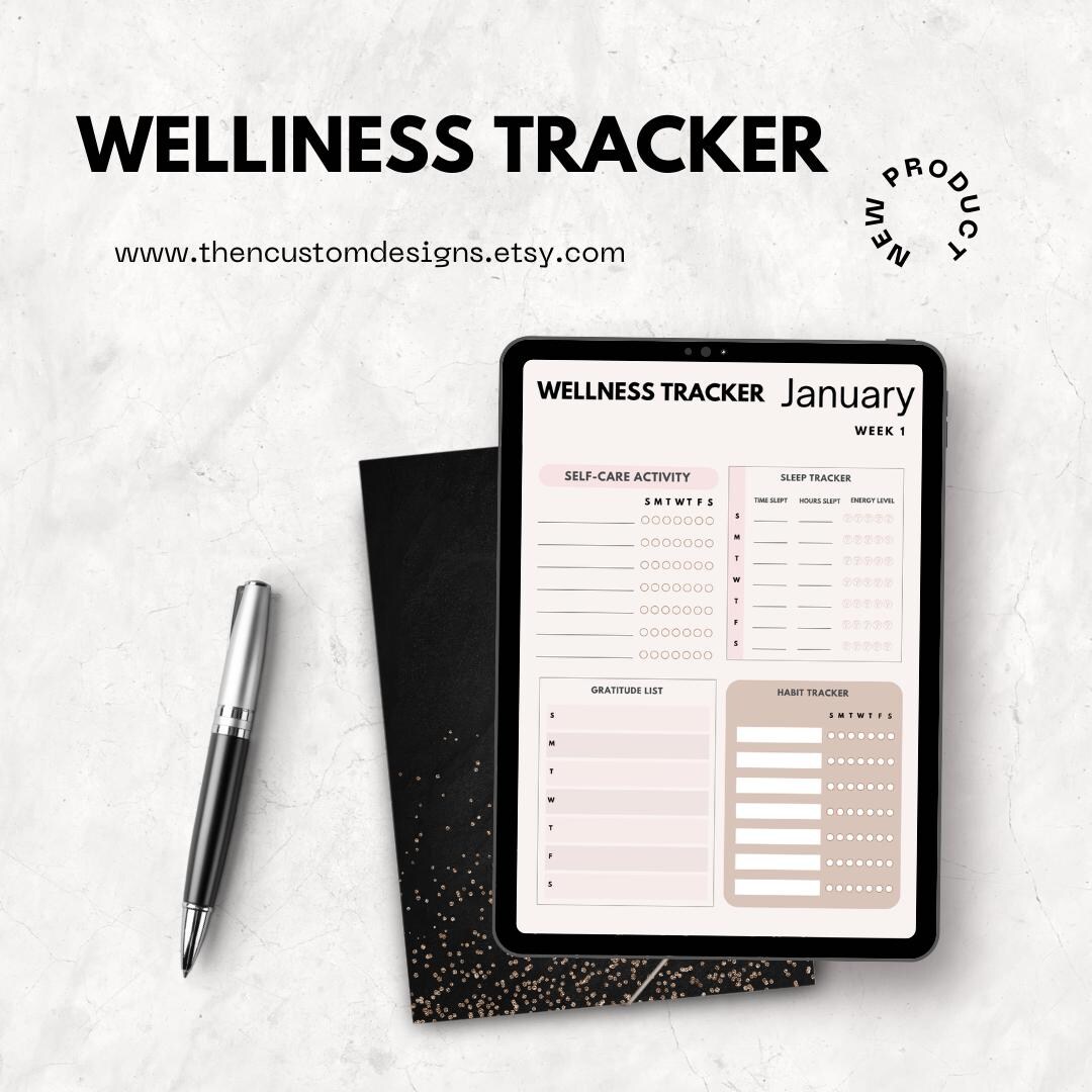 Wellness Tracker Planner, Minimalist Weekly Planner, Health Journal ...