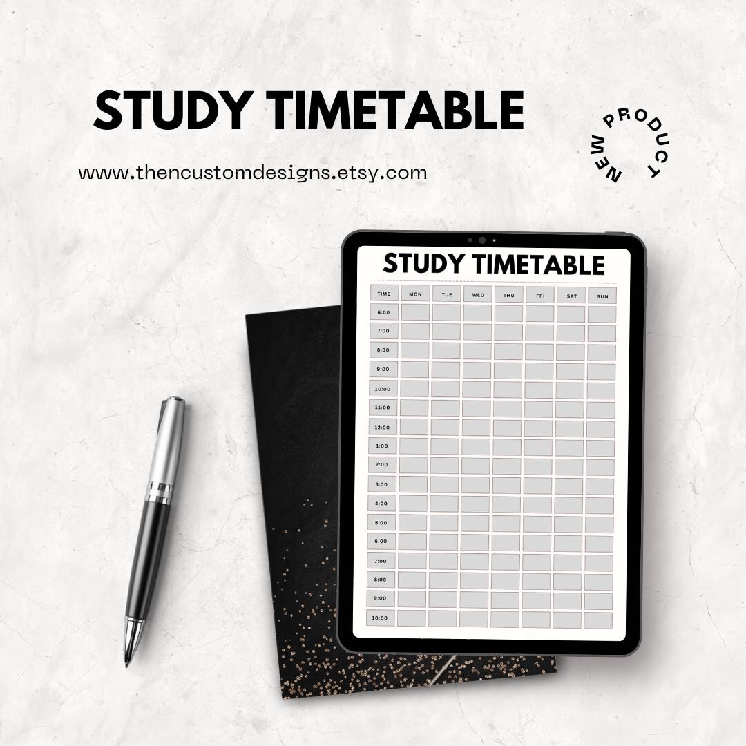 Modern Study Timetable Planner, Minimalist Academic Scheduler, Student ...