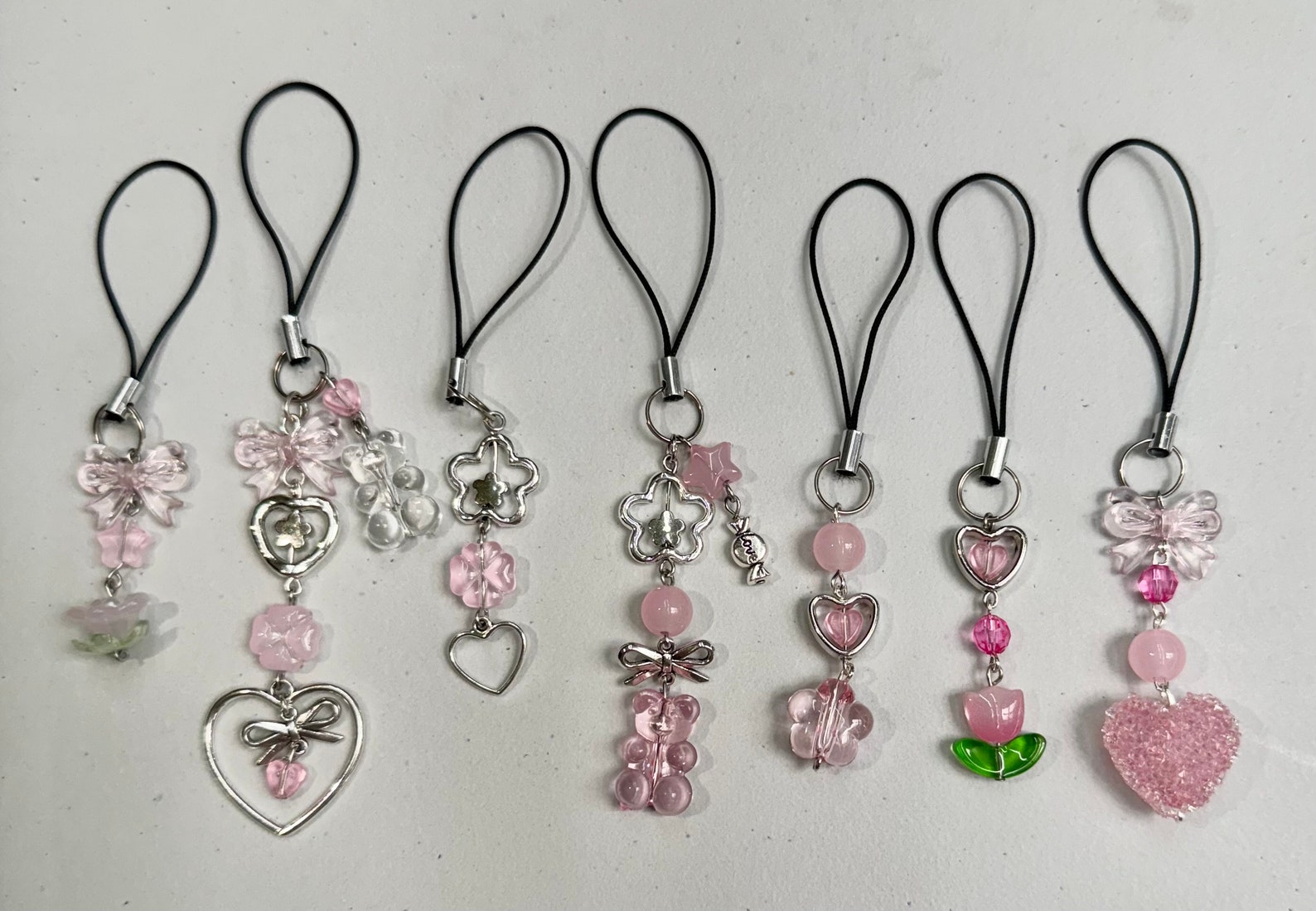 Cute Aesthetic Flower Heart Pink Phone Charms - Etsy