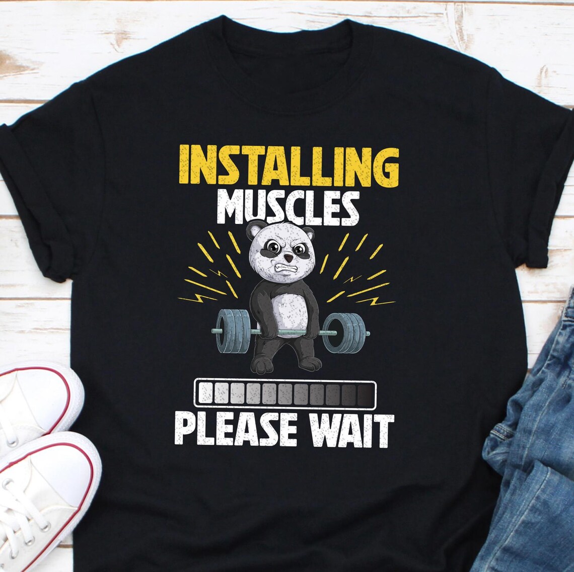 Installing Muscles Please Wait T-shirt, Funny Gym Shirt, Muscle Shirt ...