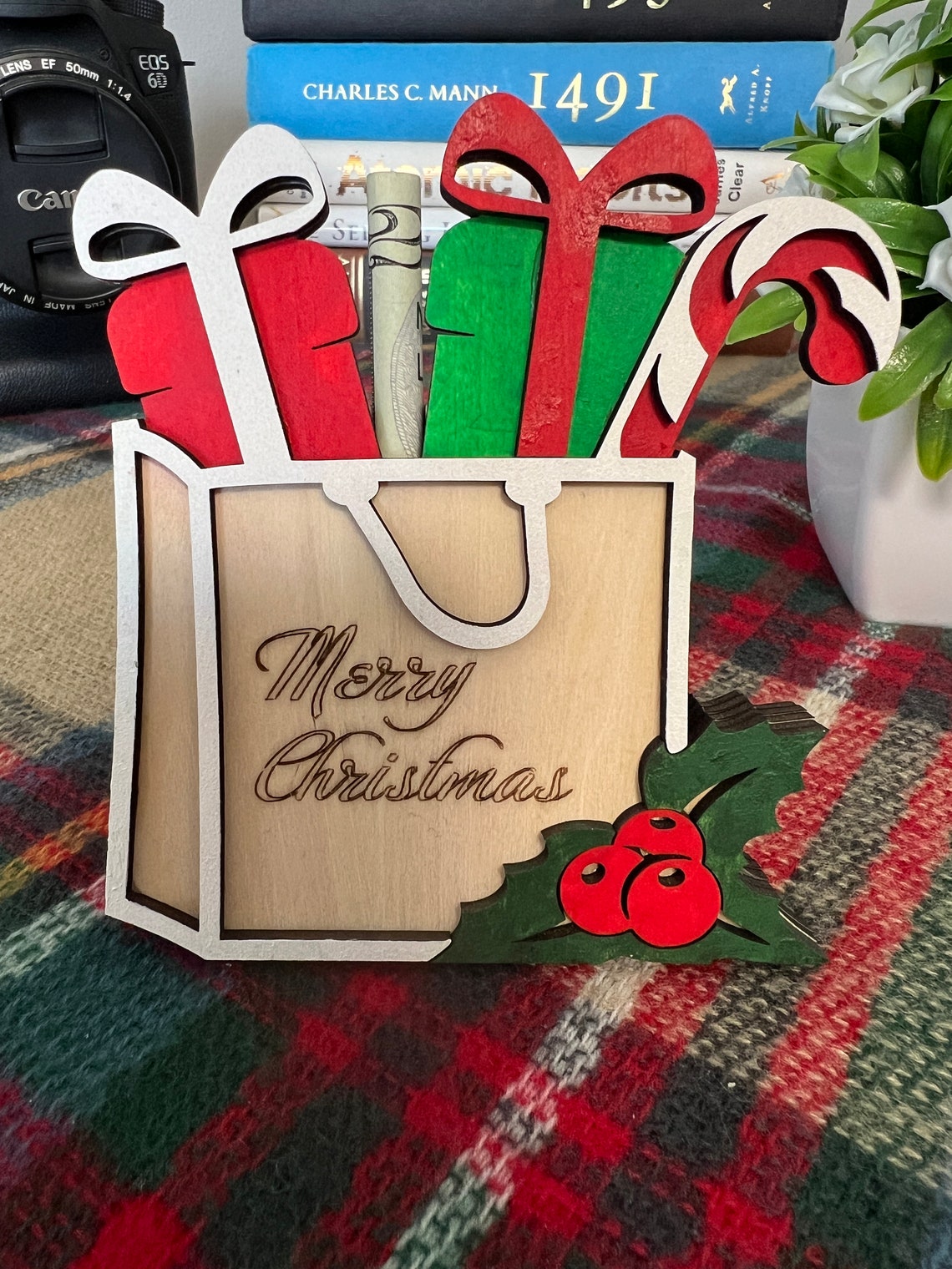 Money Holder Gift Box Christmas Present Wooden Hand Painted - Etsy