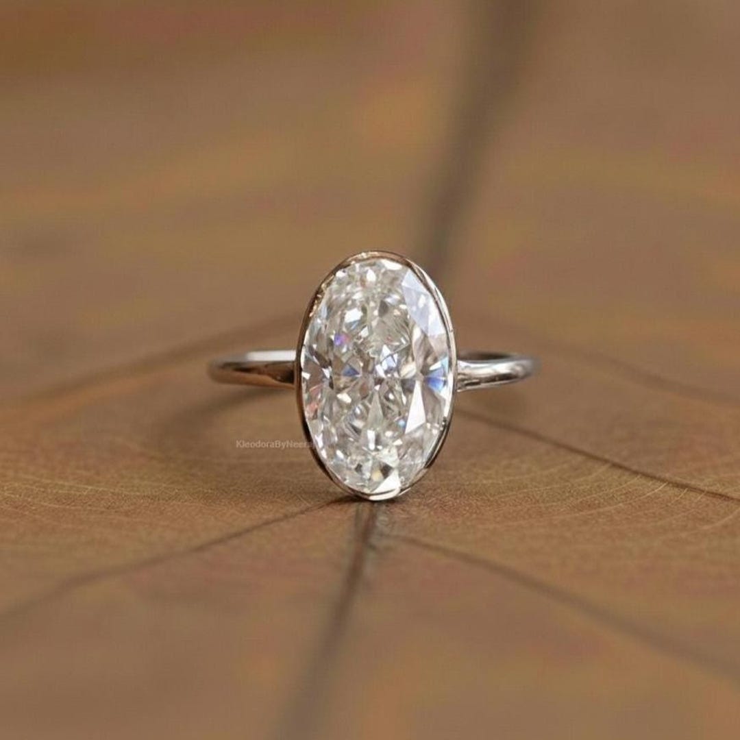Oval Moissanite Engagement Ring 4 Ct Moissanite Engagement Ring Oval ...