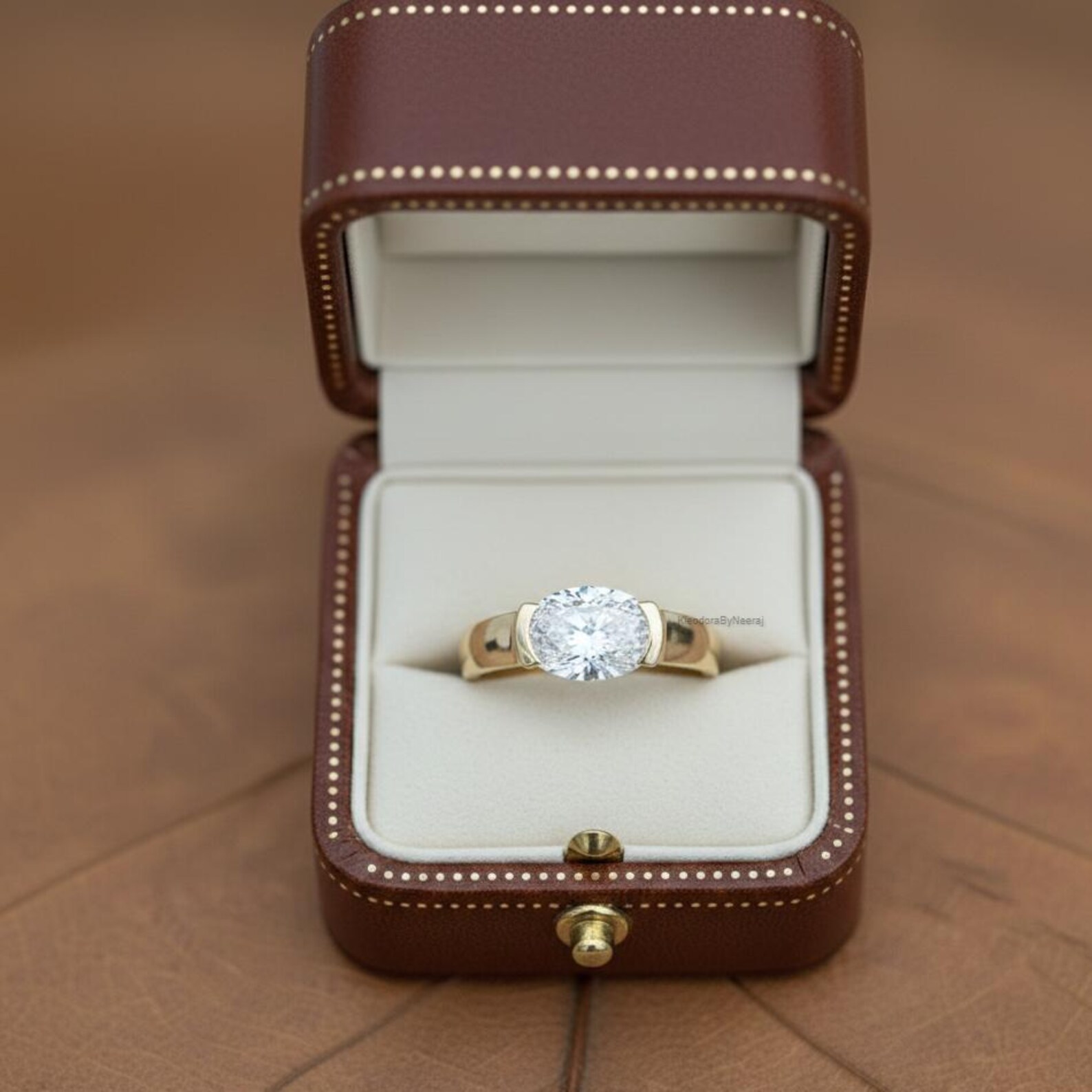 East-west Oval Cut Half Bezel Set Ring 1.50 CT Oval Moissanite Ring ...