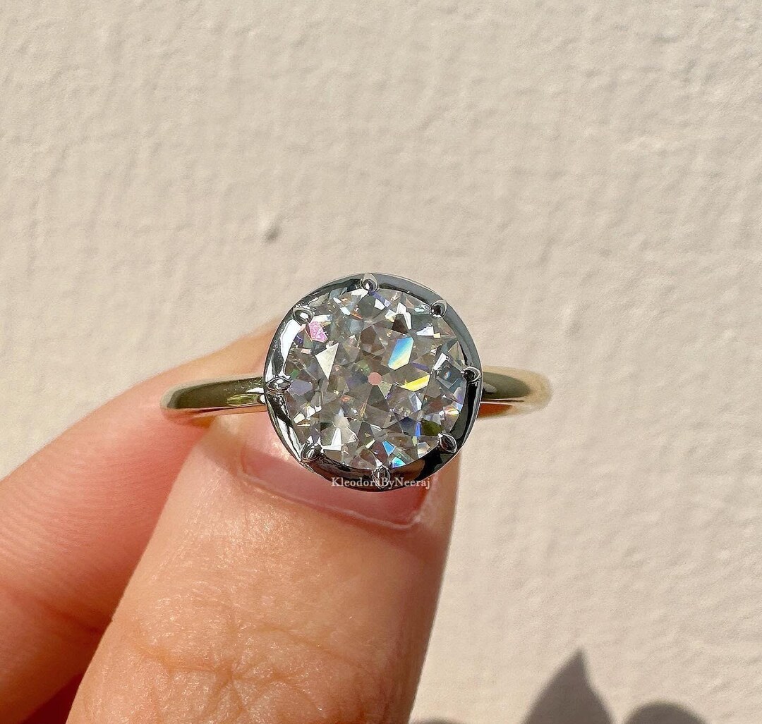 2.50 Ct Old Mine Cut Diamond Ring Old European Cut Moissanite Ring ...