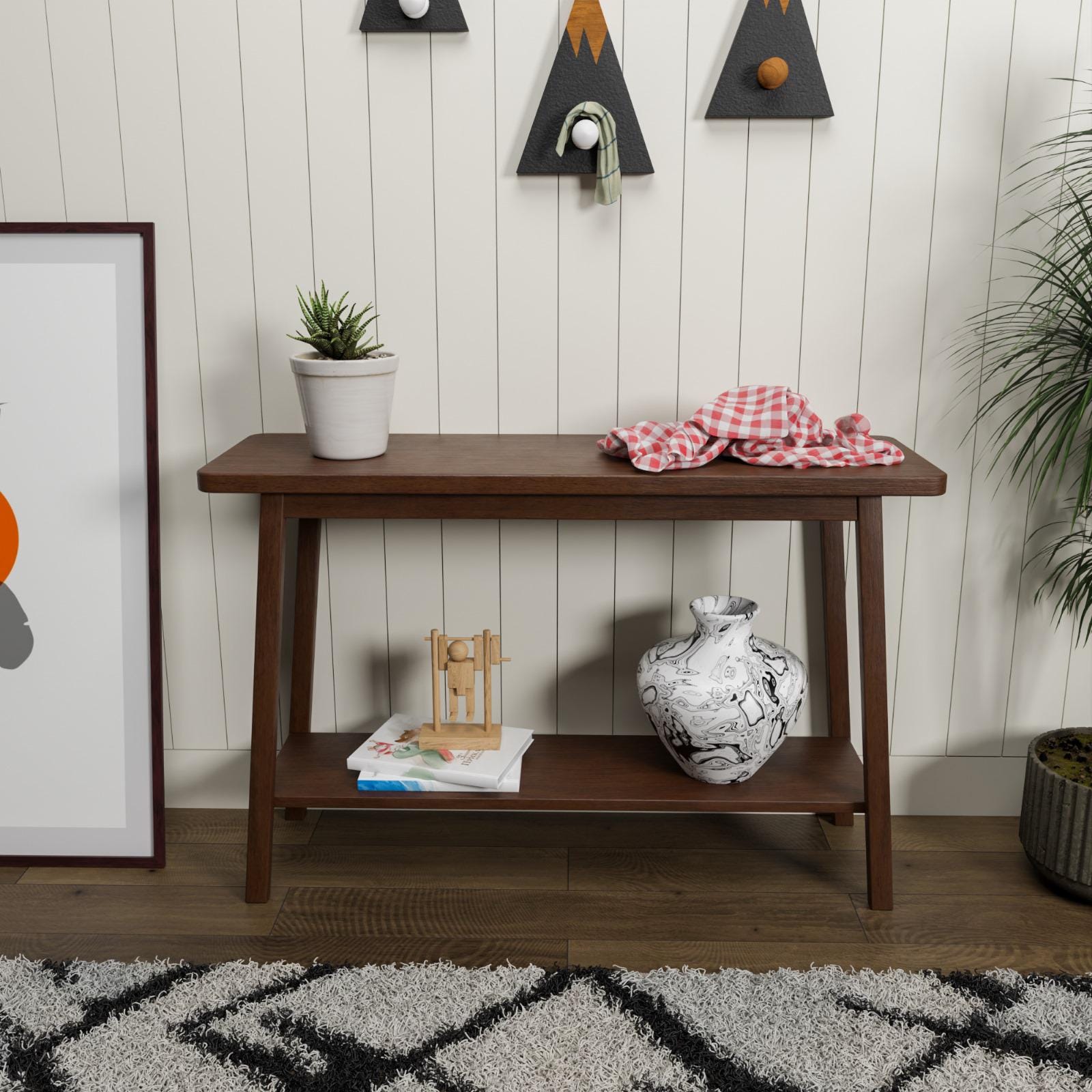 Curved Modern Narrow Console Table, Farmhouse Entryway Table, Sofa ...