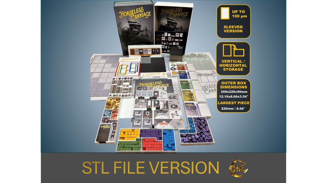 Horseless Carriage Board Game Organizer | Sleeved Version STL FILE to ...