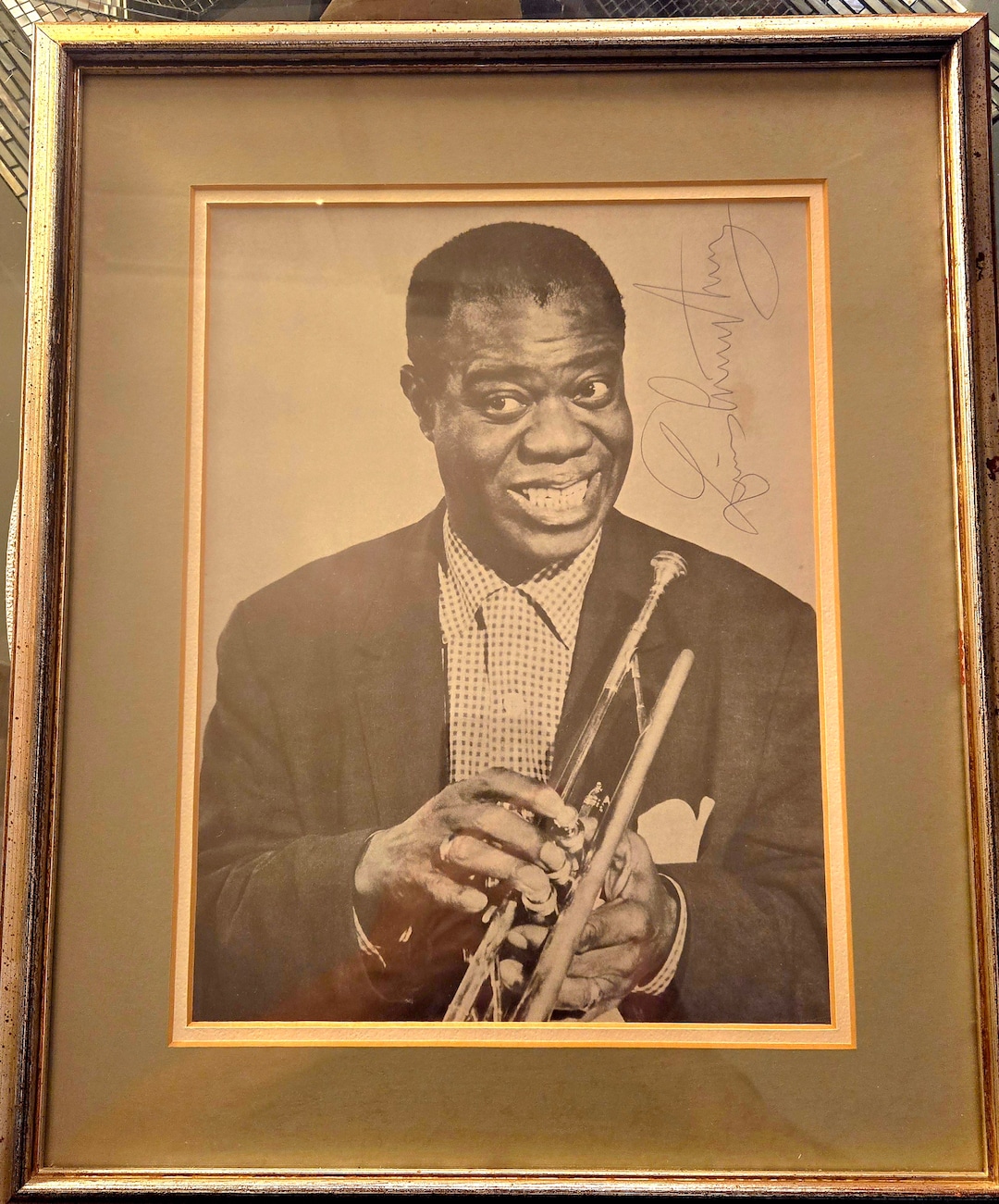 Louis Armstrong Signed B&W Vintage Photo 14 X 17 Matted and Framed - Etsy
