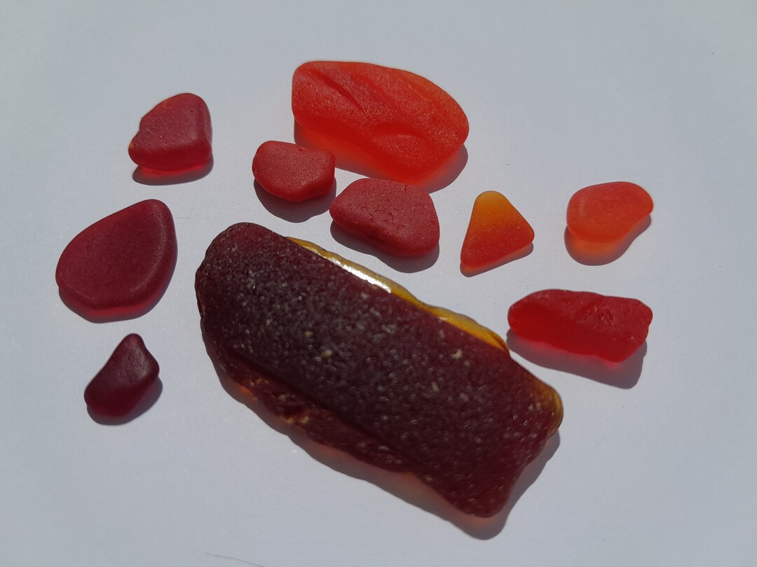 10 Pieces Ruby Red Sea Glass Pieces Mediterranean Naturally Etsy