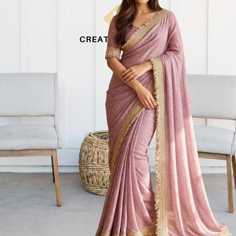 Traditional Soft Silk Saree | Butti Design With Lace Border & Pallu ...