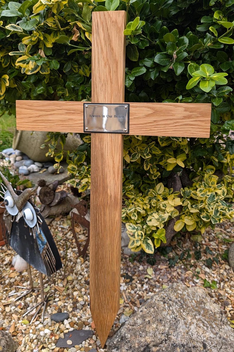 Solid Oak Grave Marker Cross, Memorial Cross, Grave Marker, Grave Cross ...