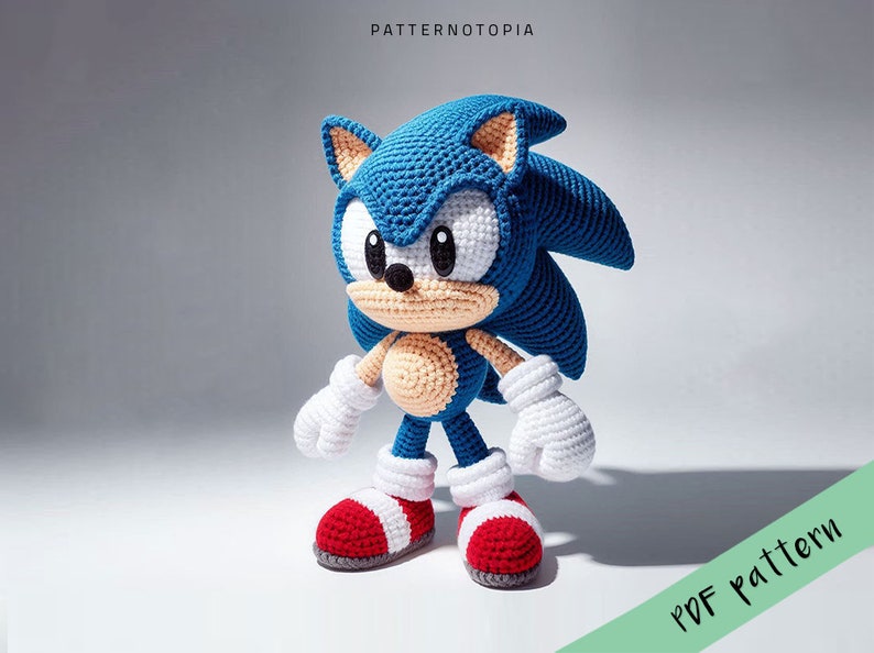 Tutorial de Sonic Amigurumi con patrón de crochet, patrón de muñeco de ...