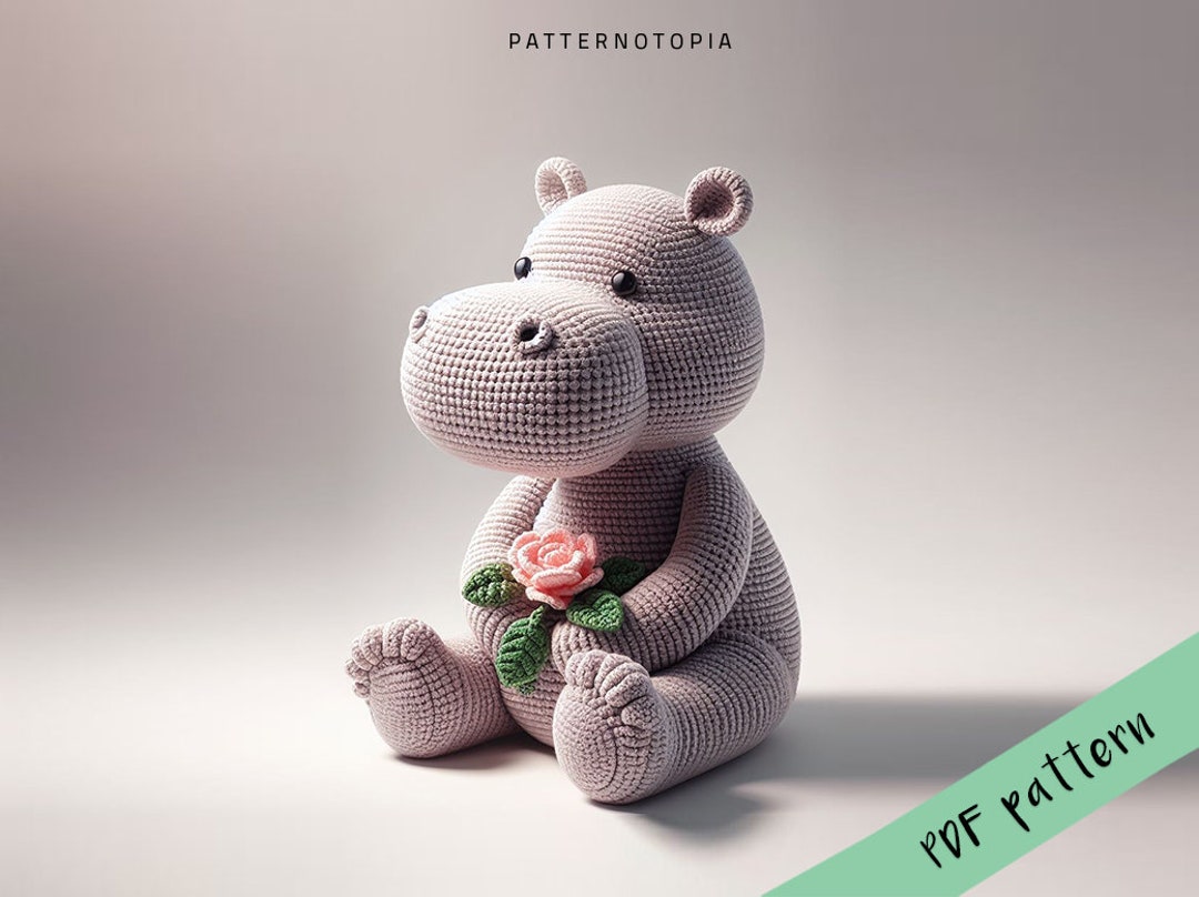 Crochet Pattern Hippo Amigurumi Tutorial, Crochet Doll Pattern, Crochet ...