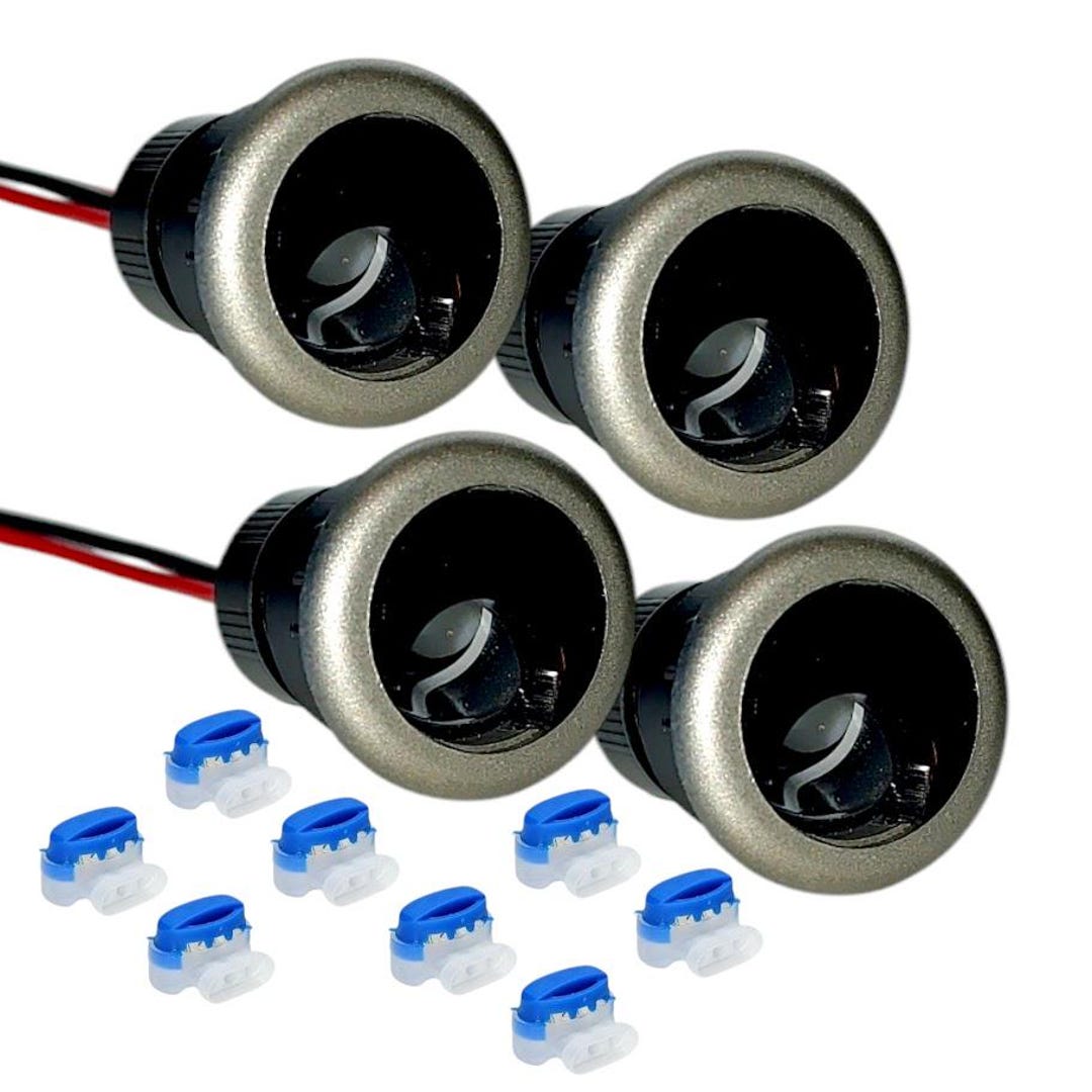 Deklights® Pro Line Deck Step Riser Lights. Silver-b Round Mini Outdoor ...