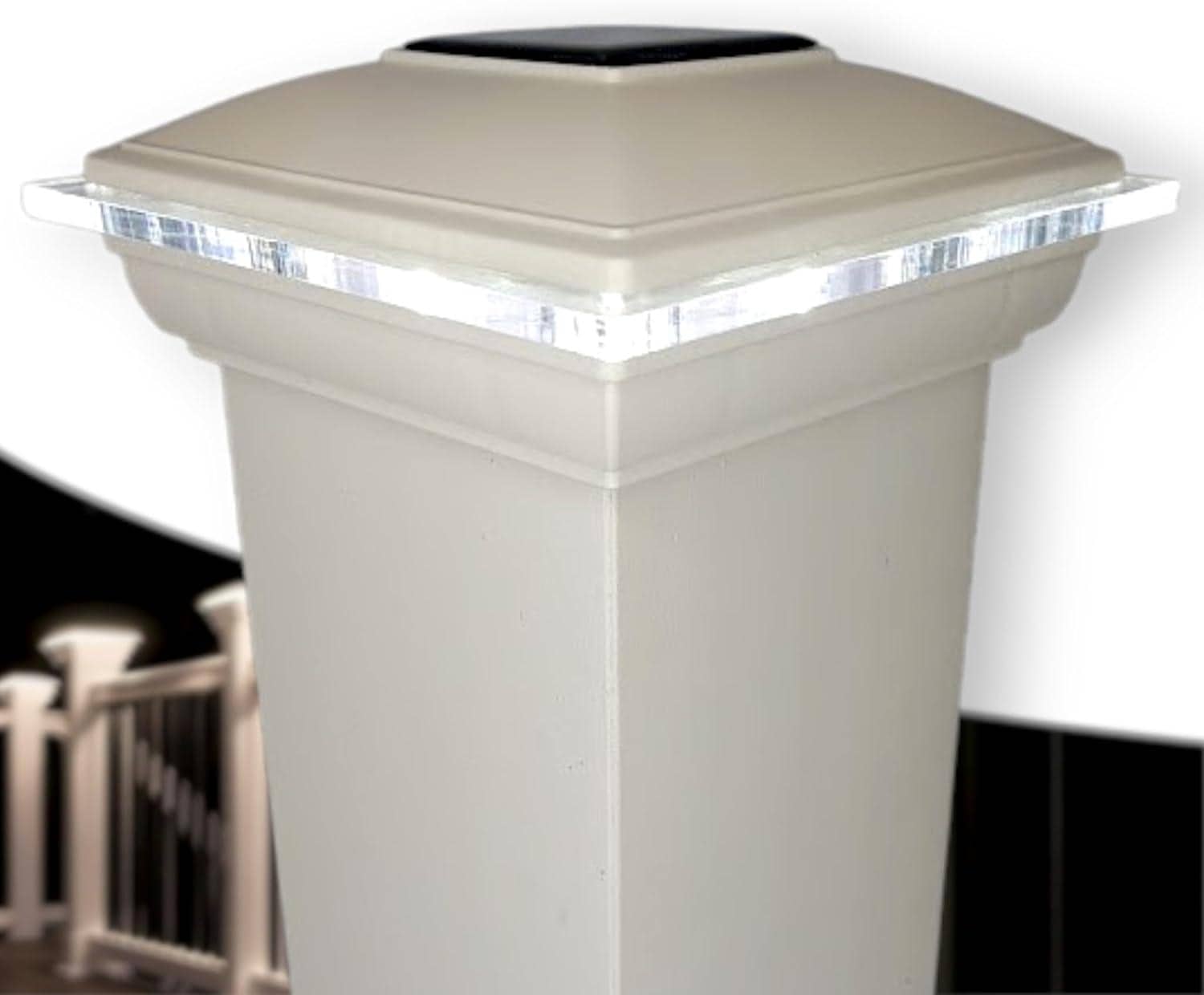 Deklights® Solar Lighted Post Cap for Timbertech. Glass Edge Style Lens for Timbertech Deck ...