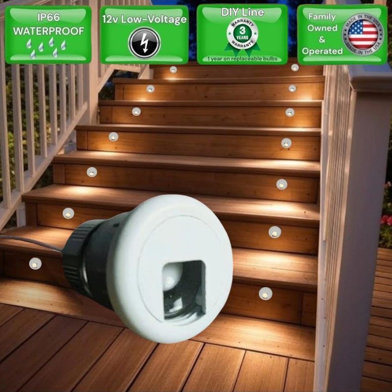 Deklights® DIY Line White Recessed Deck Step Riser Light 8pk ...