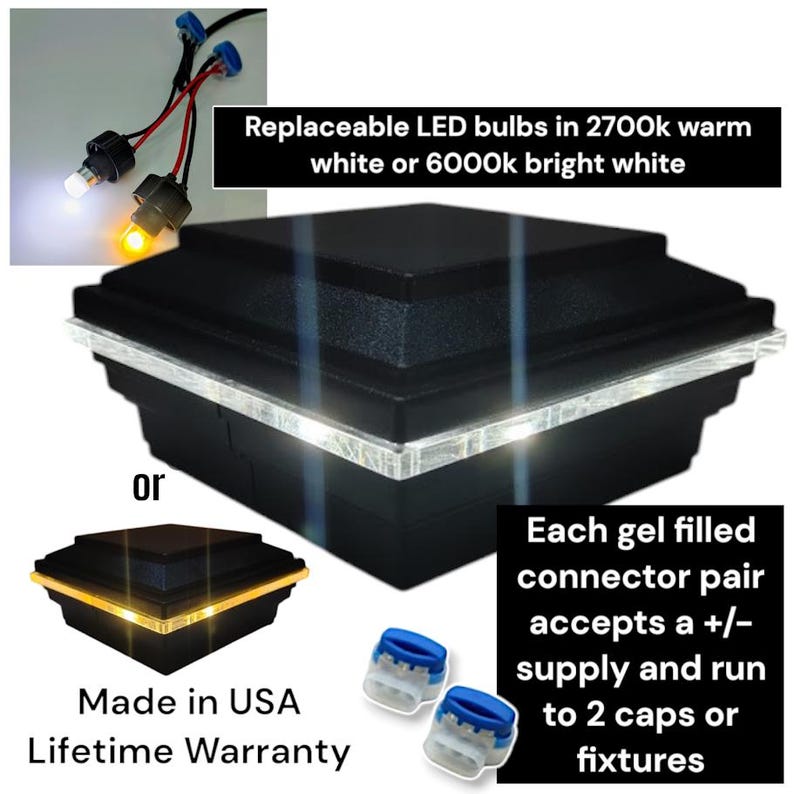Deklights® Lighted Post Cap for Trex 4.5x4.5 Posts. Replaceable 12-volt ...