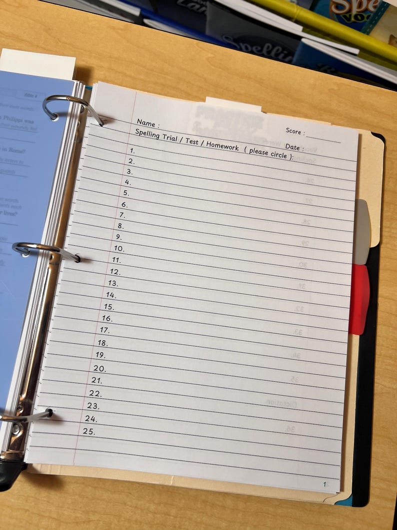 Manuscript Abeka Spelling List Test & Homework Template, 5th Grade ...