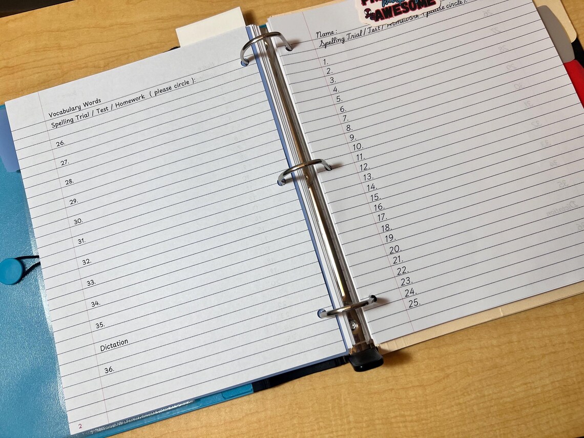 Manuscript Abeka Spelling List Test & Homework Template, 5th Grade ...