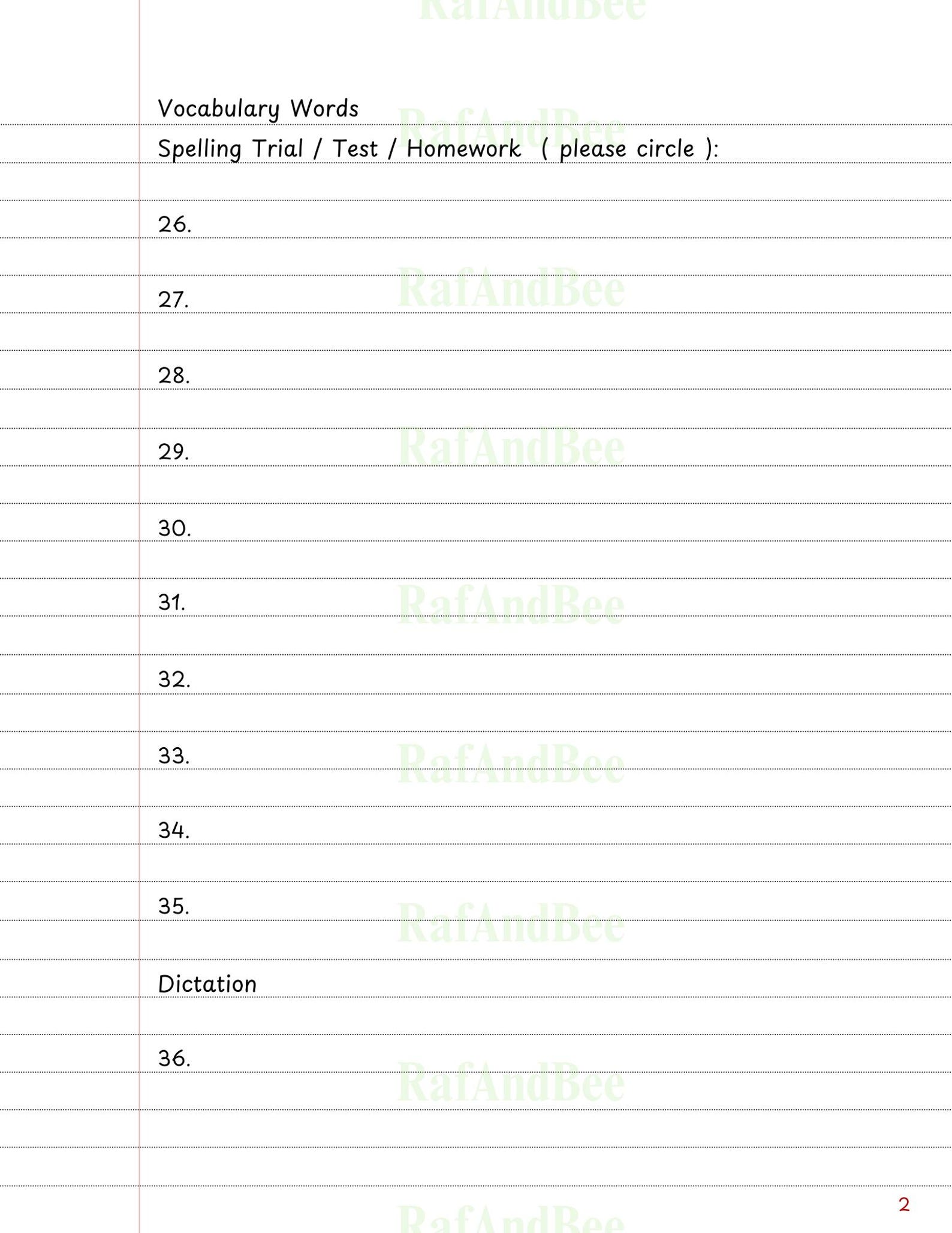 Manuscript Abeka Spelling List Test & Homework Template, 5th Grade ...