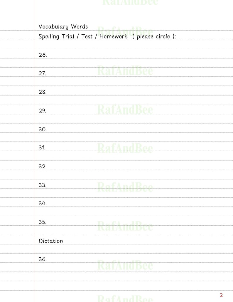 Manuscript Abeka Spelling List Test & Homework Template, 5th Grade ...