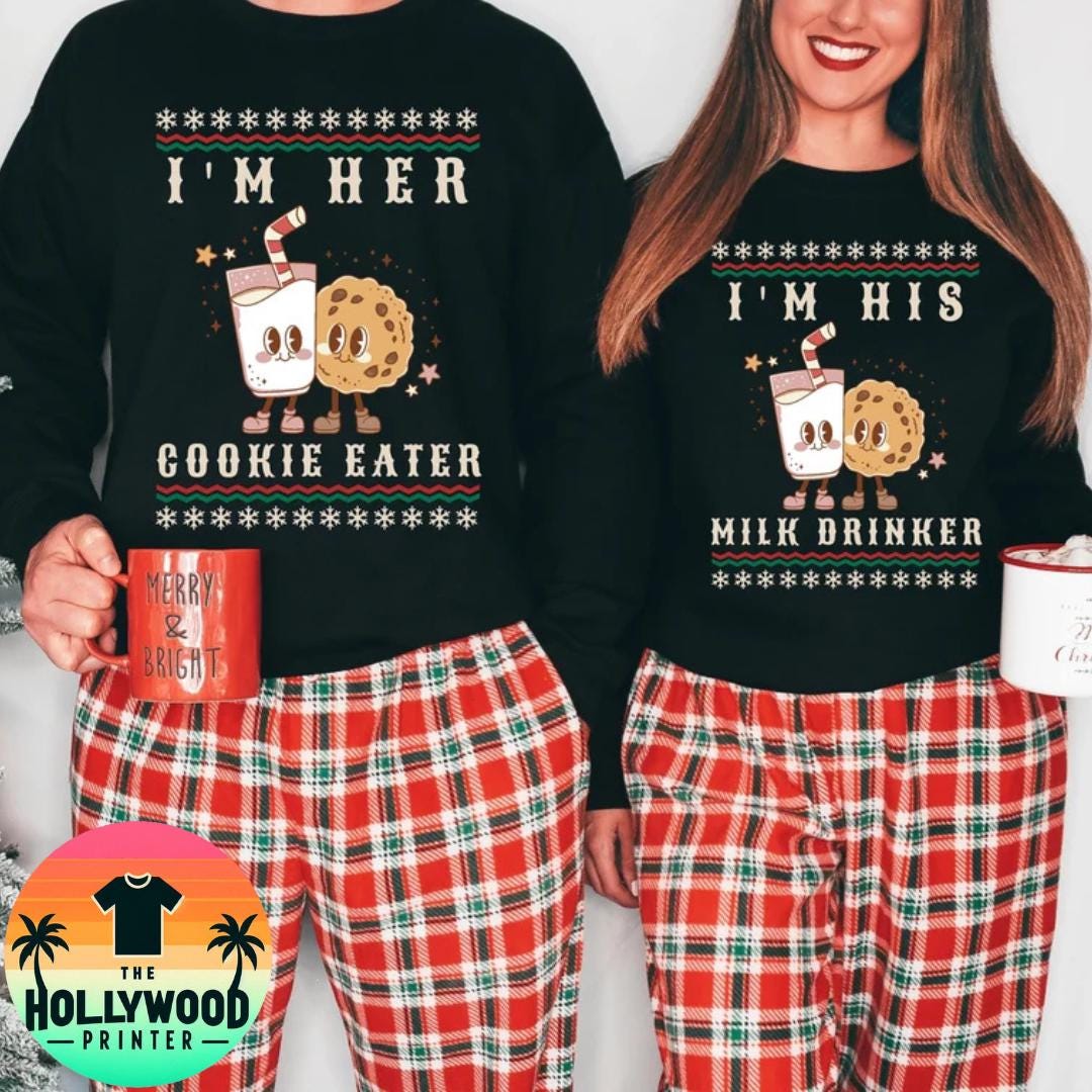 Matching Christmas Couple Sweaters Funny, Holiday Couples Sweatshirt ...
