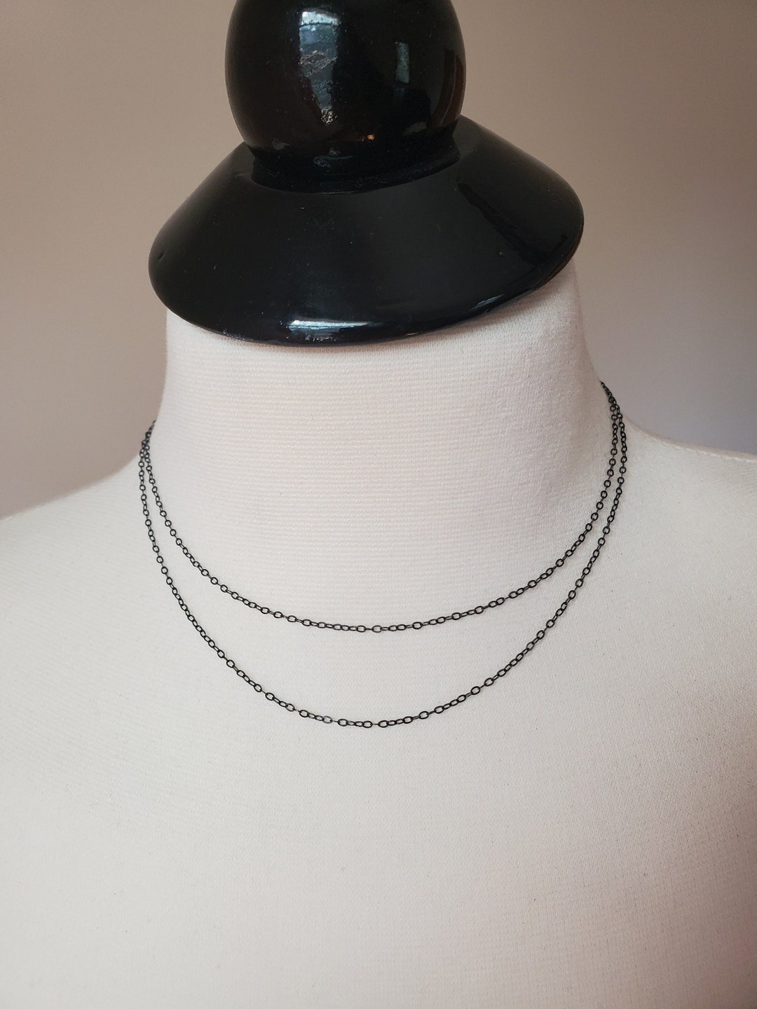 Oxidized Black Chain, Sterling Silver Fine Cable, Layering Chain, up to ...