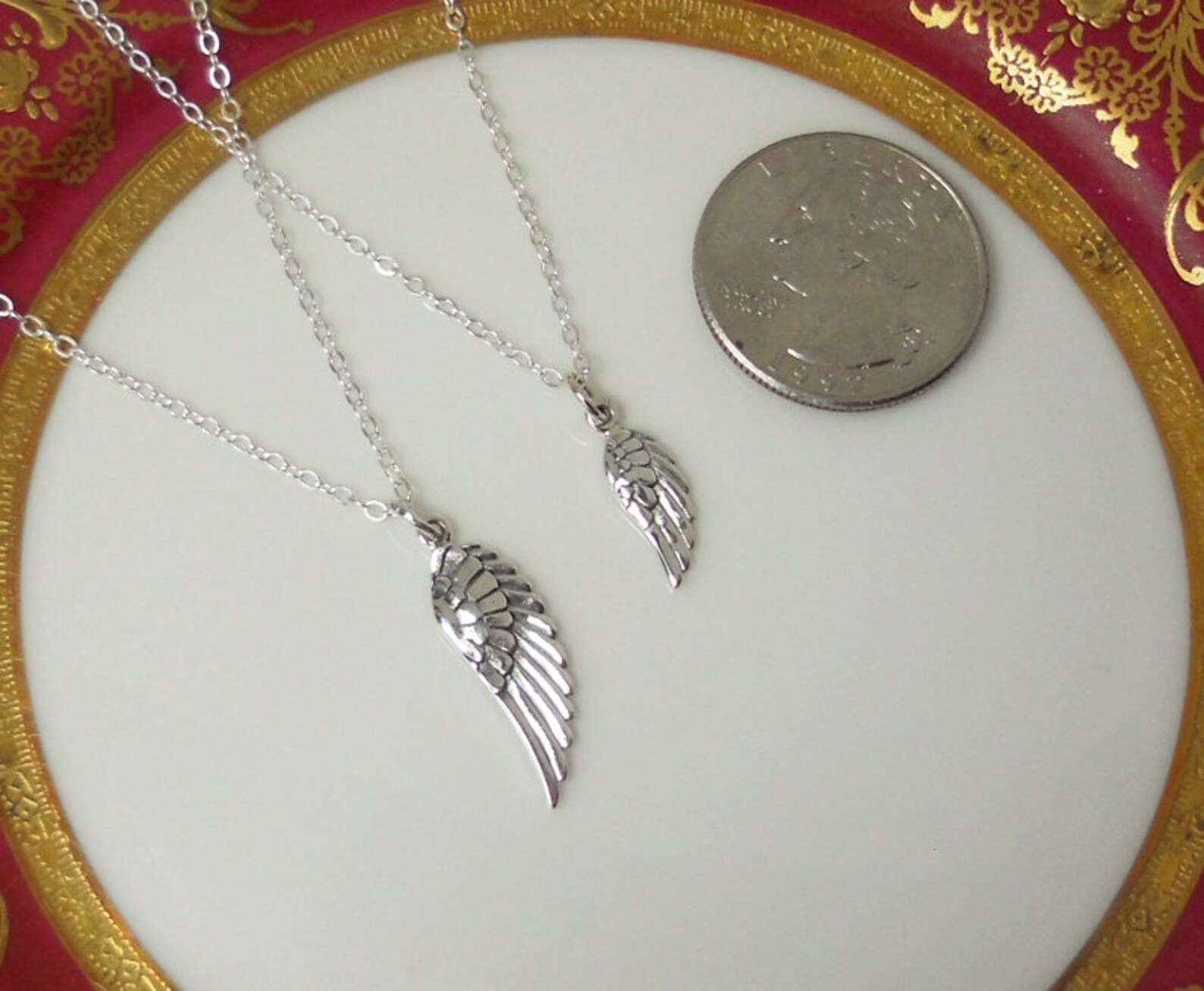 Mini Angel Wing Necklace Angel Wing Charm Gold or Silver - Etsy